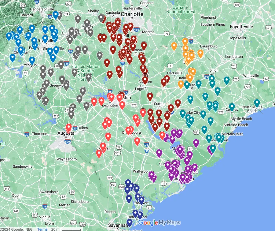 Marker Maps | South Carolina American Revolution Trust
